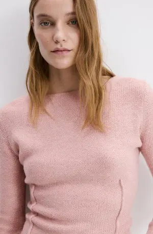 Mango Sweater With Seam Detailing - Pink