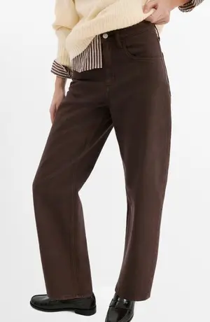 Mango High Waist Barrel Jeans - Chocolate