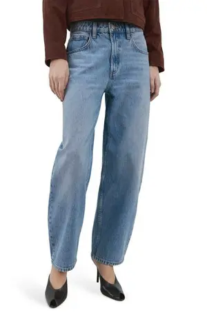 Mango High Waist Barrel Jeans - Medium Blue