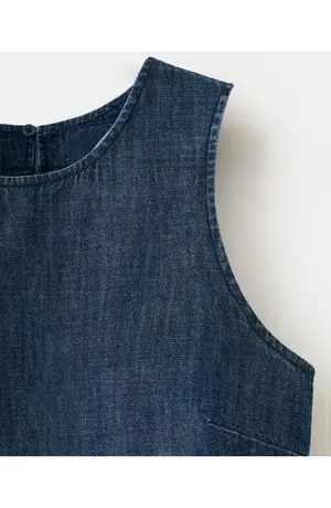 Mango Sleeveless Chambray Crop Top