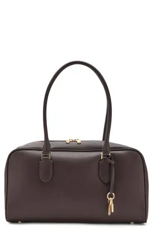 Mango Faux Leather Bowling Bag - Chocolate
