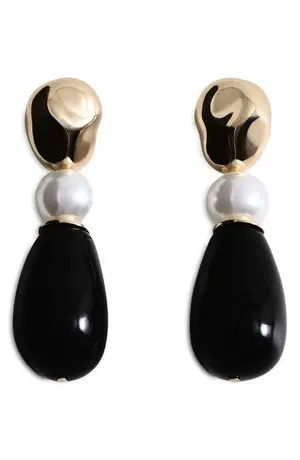 Mango Faux Pearl Drop Earrings - Gold