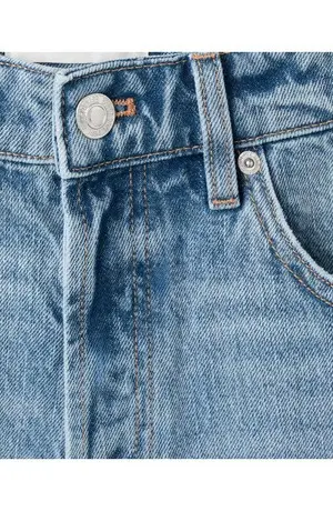 Mango Frayed Side Slit Denim Shorts - Medium Blue