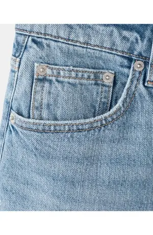 Mango Frayed Side Slit Denim Shorts - Medium Blue