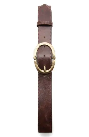 Mango Faux Leather Belt With Hammered Buckle