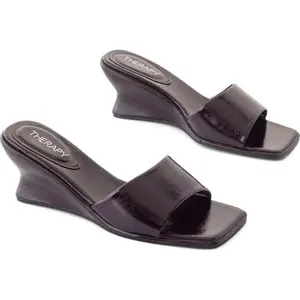 THERAPY AUSTRALIA Lafayette Square-toe Wedge Slides - Port Crinkled Patent Pu