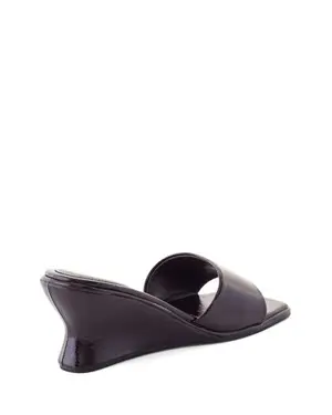 THERAPY AUSTRALIA Lafayette Square-toe Wedge Slides - Port Crinkled Patent Pu