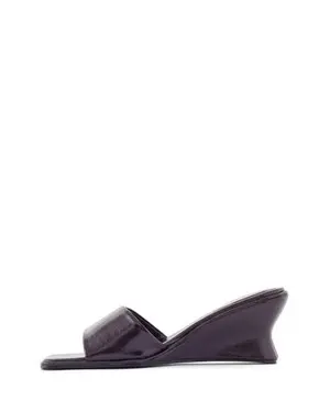 THERAPY AUSTRALIA Lafayette Square-toe Wedge Slides - Port Crinkled Patent Pu