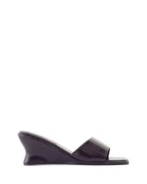 THERAPY AUSTRALIA Lafayette Square-toe Wedge Slides - Port Crinkled Patent Pu