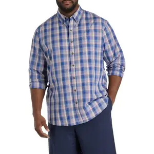 HARBOR BAY BY DXL Big & Tall Easy-care Colorful Plaid Sport Shirt - Blue Multi