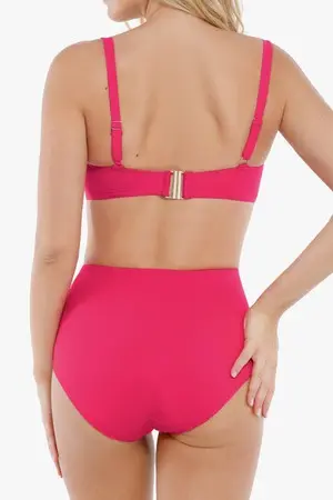 POPILUSH Tropical Print Underwire High-waist Bikini Set - Fuchsia