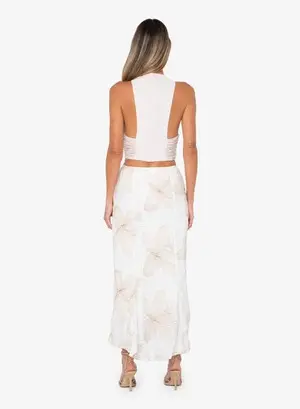 JBQ Hibiscus Embroidered Midi Skirt