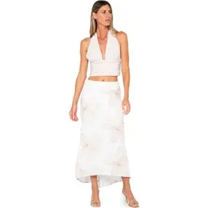 JBQ Hibiscus Embroidered Midi Skirt