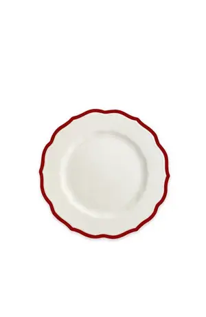 CASKATA Stella Crimson Scalloped Salad Plateporcelainset 4 - Red