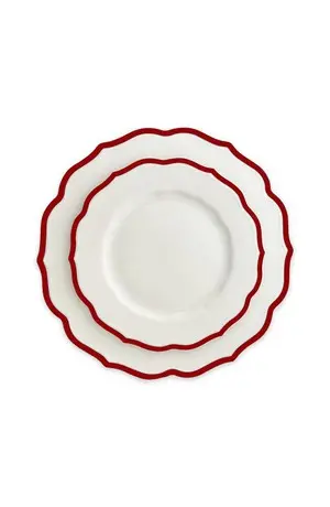 CASKATA Stella Crimson Scalloped Salad Plateporcelainset 4