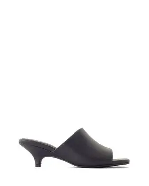 THERAPY AUSTRALIA Nassau Square Toe Kitten Heel Mules - Black Pu