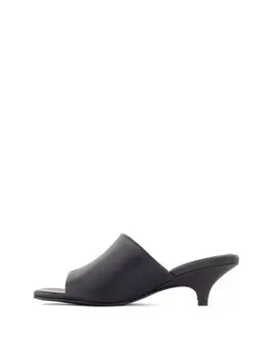 THERAPY AUSTRALIA Nassau Square Toe Kitten Heel Mules - Black Pu