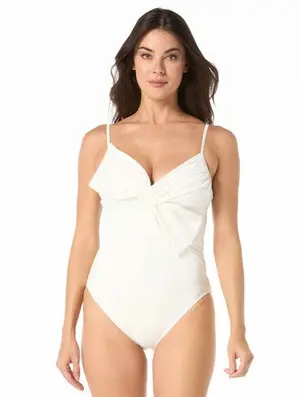 Carmen Marc Valvo Bow One-piece Swimsuit - White