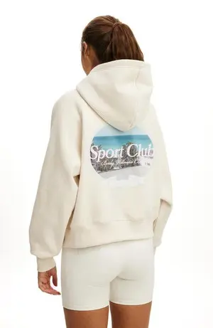 BODY Active Plush Premium Graphic Raglan Hoodie - Coconut Milk Sport Club