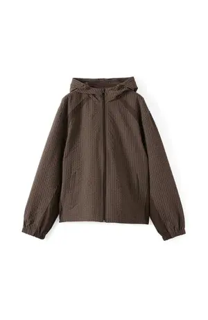 COTTON ON Hooded Spray Jacket - Chocolate Check