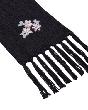 FABLE ENGLAND Forget-me-not Knitted Scarf - Navy