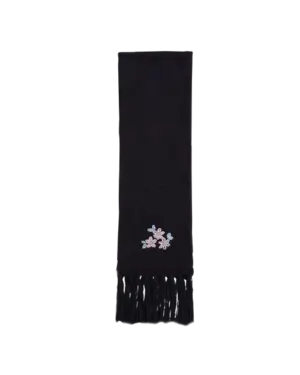 FABLE ENGLAND Forget-me-not Knitted Scarf - Navy