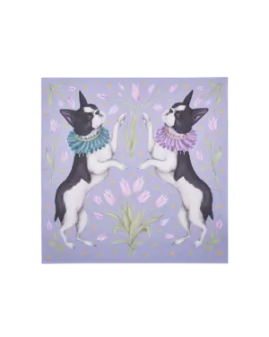 FABLE ENGLAND Catherine Rowe Pet Portraits Frenchie Silk Square Scarf - Lilac