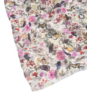 FABLE ENGLAND Floral Engravings Lightweight Scarf - Ivory