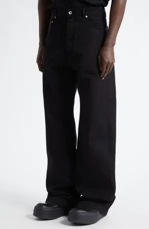 Rick Owens Geth Five-pocket Wide Leg Jeans - Black
