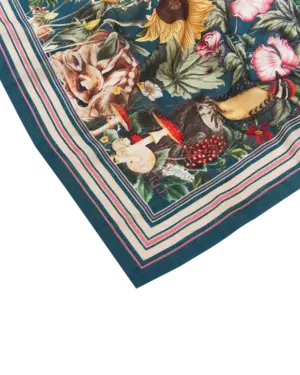 FABLE ENGLAND Botanical Long Scarf - Medium Green