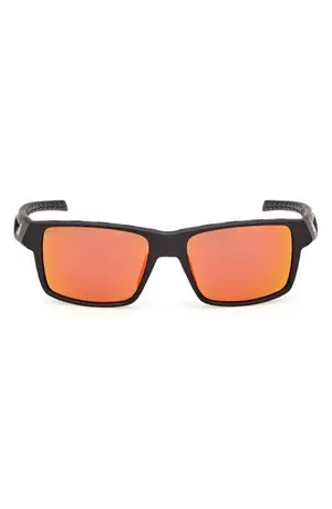 Adidas 55mm Mirrored Rectangular Sunglasses - Matte Black/roviex Mirror