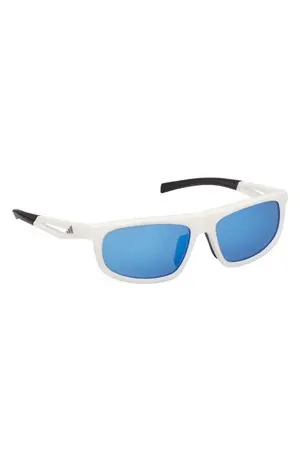 Adidas 56mm Square Frame Sunglasses - White/blue Mirror