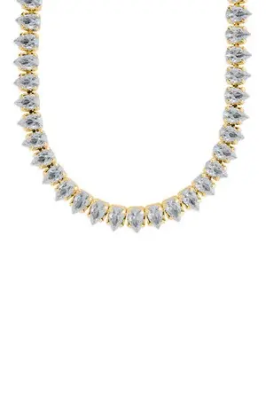 Sterling Forever Pear Cut Tennis Necklace - Gold