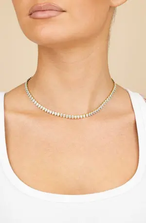 Sterling Forever Pear Cut Tennis Necklace - Gold