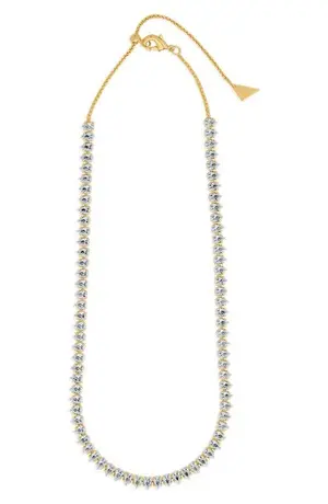 Sterling Forever Pear Cut Tennis Necklace - Gold