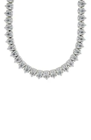 Sterling Forever Pear Cut Tennis Necklace Silver