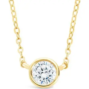 Sterling Forever Round Cubic Zirconia Pendant Necklace - Gold