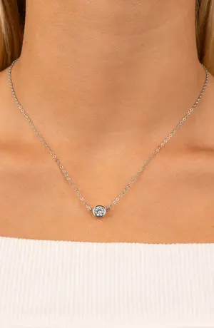 Sterling Forever Round Cubic Zirconia Pendant Necklace - Silver
