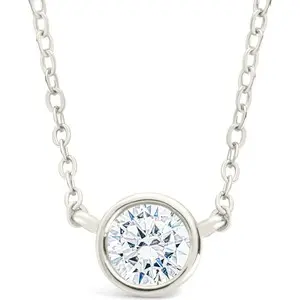 Sterling Forever Round Cubic Zirconia Pendant Necklace - Silver