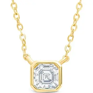 Sterling Forever Asscher Cut Cubic Zirconia Pendant Necklace - Gold