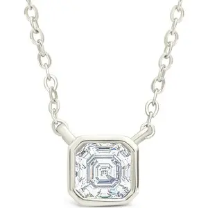 Sterling Forever Asscher Cut Cubic Zirconia Pendant Necklace - Silver