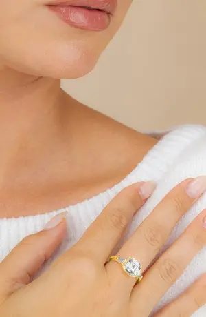 Sterling Forever Asscher-cut Cubic Zirconia Ring - Gold