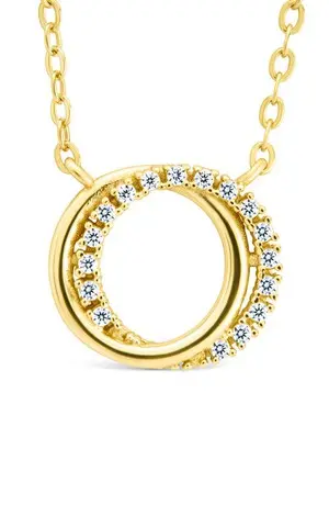 Sterling Forever Interlocking Cubic Zirconia Pendant Necklace - Gold