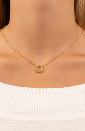 Sterling Forever Interlocking Cubic Zirconia Pendant Necklace - Gold