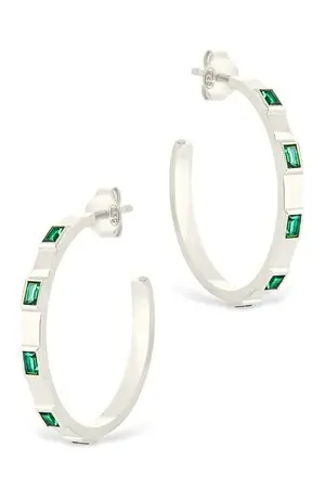 Sterling Forever Asher Cubic Zirconia Hoop Earrings