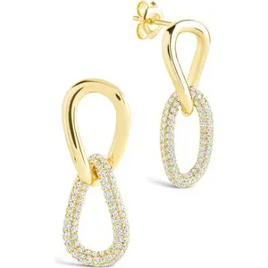 Sterling Forever Taissa Cubic Zirconia Chain Drop Earrings - Gold