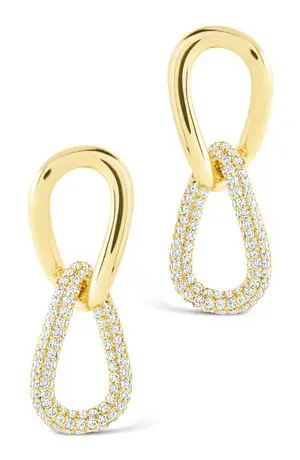Sterling Forever Taissa Cubic Zirconia Chain Drop Earrings - Gold