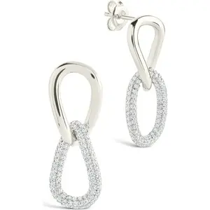 Sterling Forever Taissa Cubic Zirconia Chain Drop Earrings Silver