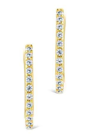 Sterling Forever Pavé Cubic Zirconia Micro Huggie Hoop Earrings - Gold