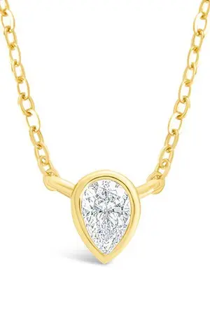 Sterling Forever Pear Cut Cubic Zirconia Pendant Necklace - Gold